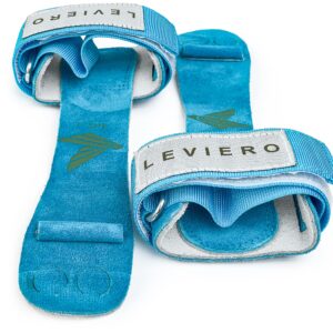 LEVIERO Gymnastics Grips Set Narrow Nippers, Grips for Gymnastics Girls, Dowel Grips with Soft Leather, Hook and Loop Wrist Straps, and Adjustable Finger Holes, for All Ages - (Aqua, 1)