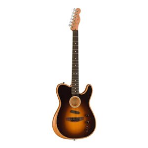 fender acoustasonic player telecaster acoustic electric guitar, with 2-year warranty, shadow burst, rosewood fingerboard, with gig bag