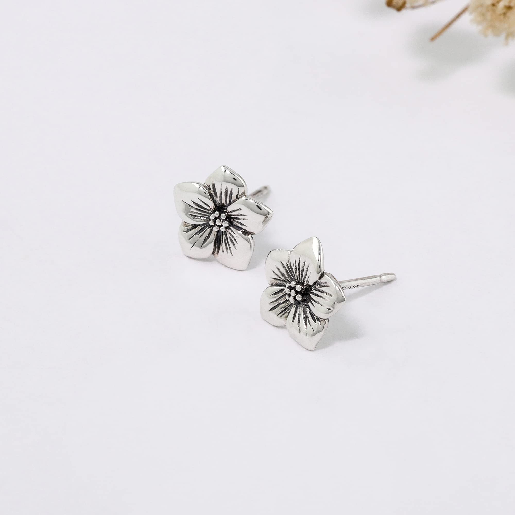 Boma Jewelry Sterling Silver Flower Stud Earrings