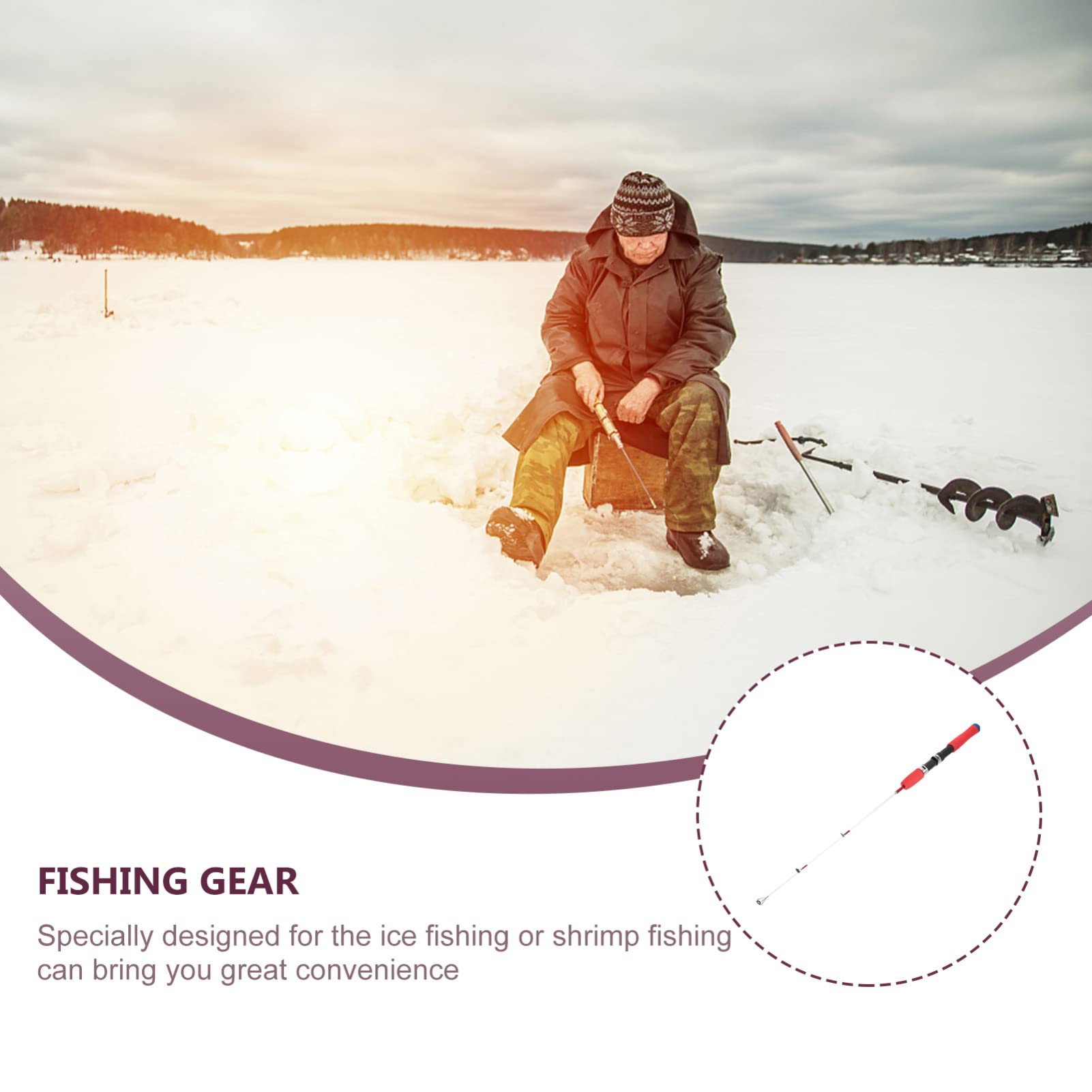 Ice Fishing Rod Short Pole: Winter Outdoor Portable Short Shrimp Fishing Rod Small Sea Mini Fishing Pole Metal Lure Ice Fishing Stick Outdoor Fishing Equipment for Men