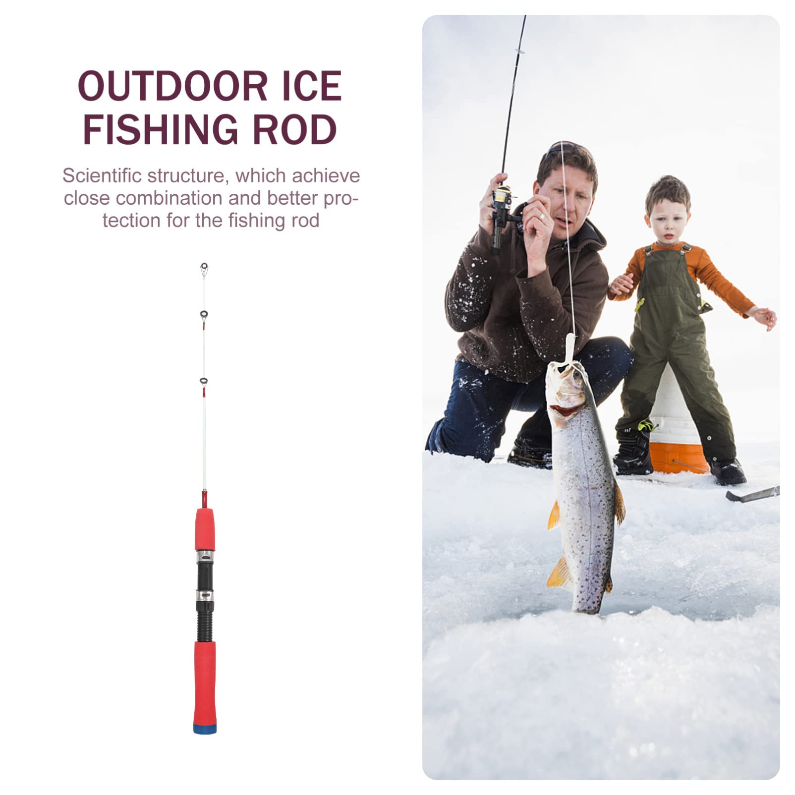 Ice Fishing Rod Short Pole: Winter Outdoor Portable Short Shrimp Fishing Rod Small Sea Mini Fishing Pole Metal Lure Ice Fishing Stick Outdoor Fishing Equipment for Men