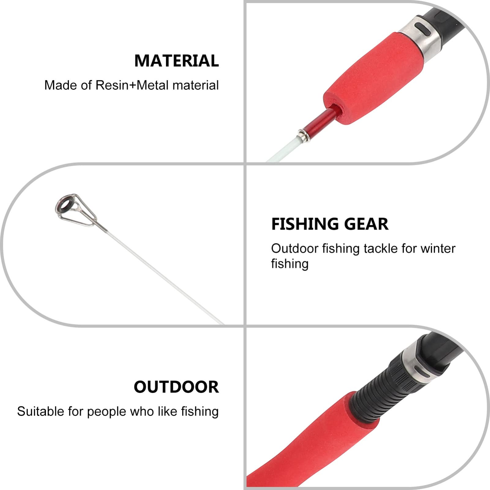 Ice Fishing Rod Short Pole: Winter Outdoor Portable Short Shrimp Fishing Rod Small Sea Mini Fishing Pole Metal Lure Ice Fishing Stick Outdoor Fishing Equipment for Men