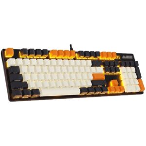 xylxj mechanical gaming keyboard, wired backlit keyboard with blue switches, customizable rgb lighting, ergonomic standard keyboard for desktop, computer, pc (104 keys)