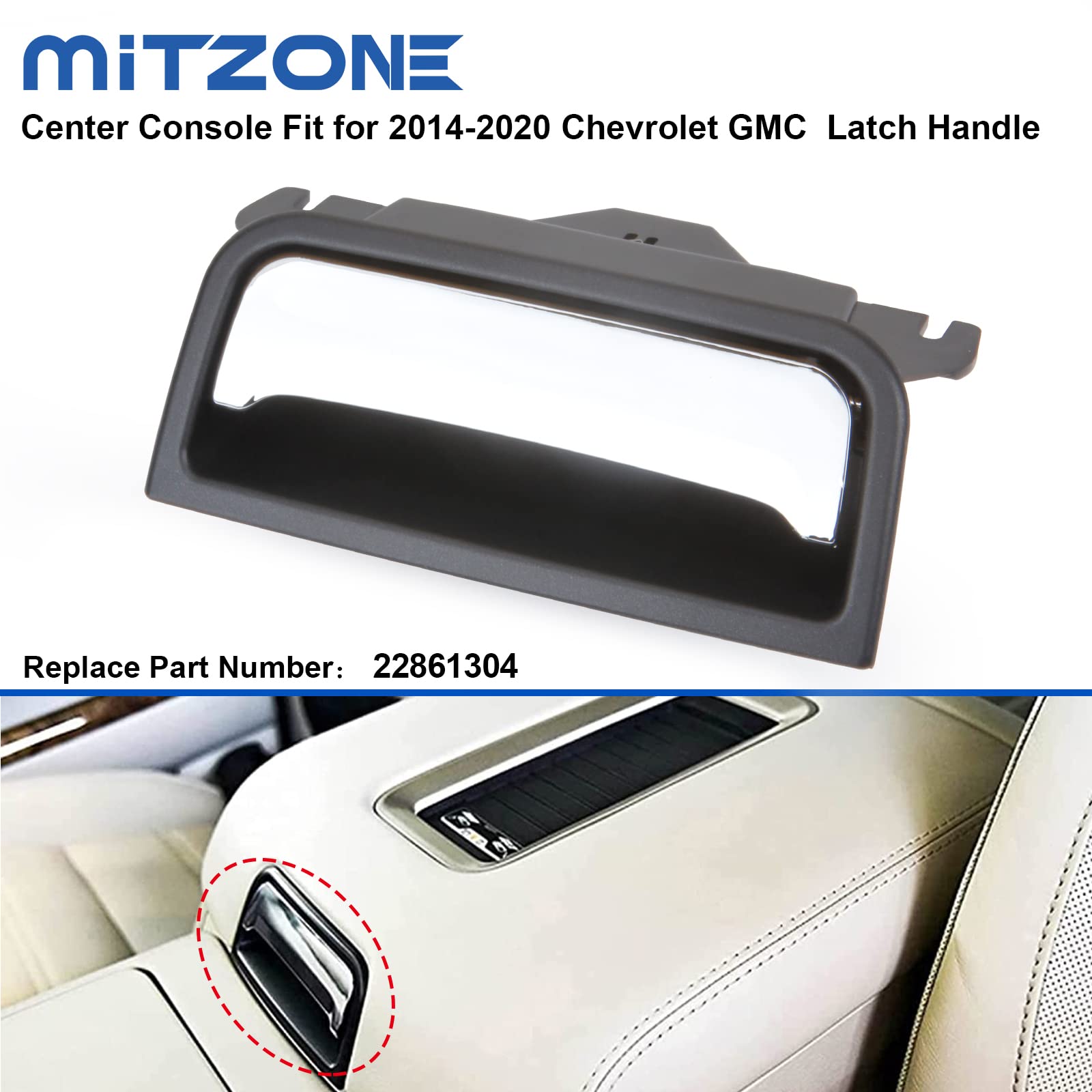 MITZONE Center Console Armrest Latch fit for 2014-2020 Chevy Silverado GMC Sierra Suburban Tahoe Yukon Lid Latch Handle Replace 22861304