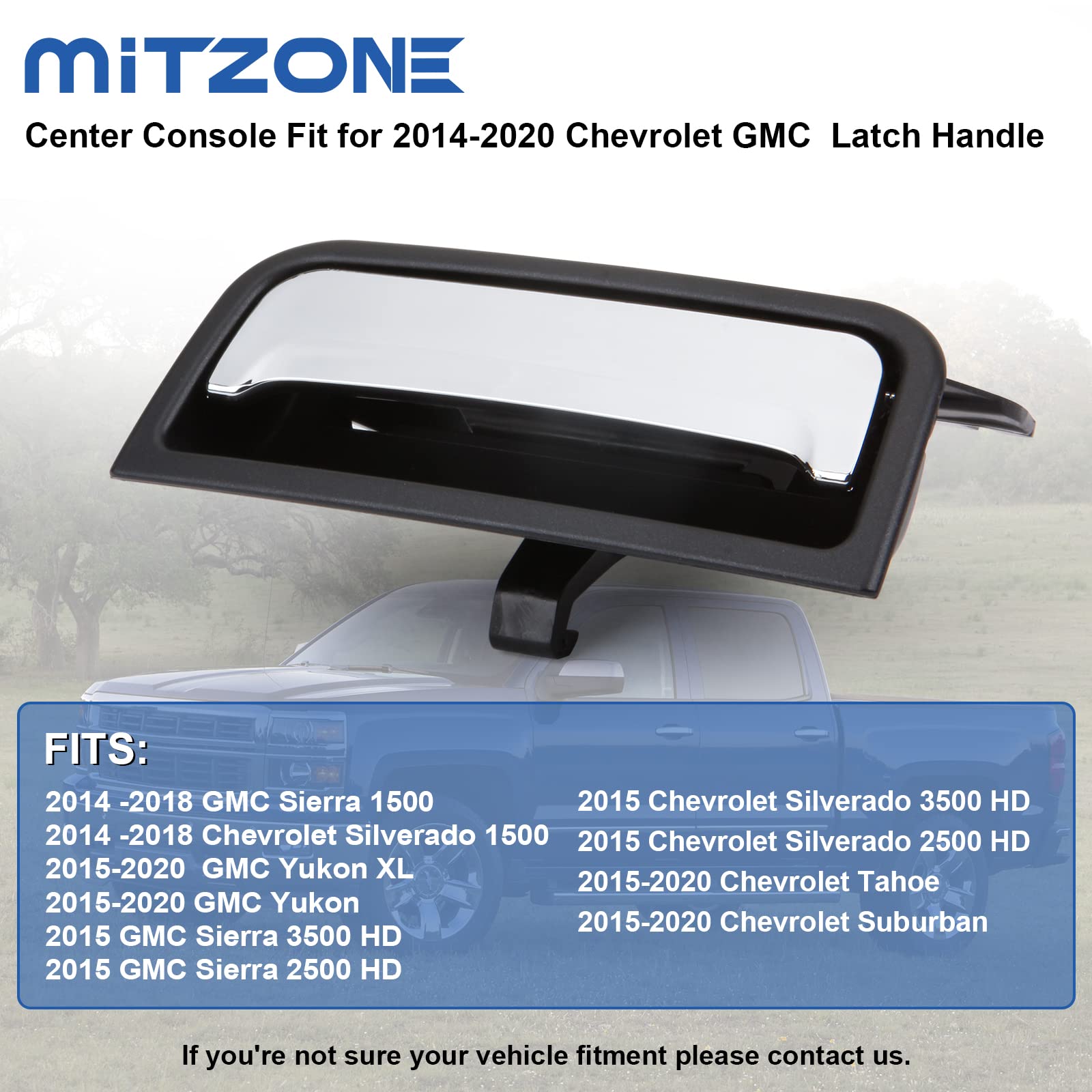 MITZONE Center Console Armrest Latch fit for 2014-2020 Chevy Silverado GMC Sierra Suburban Tahoe Yukon Lid Latch Handle Replace 22861304