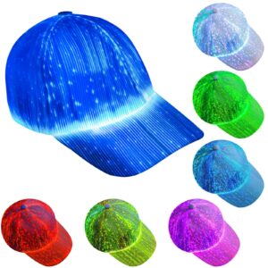 led hat light up baseball cap 7 colors luminous led light baseball cap flash glow hat fiber optic cap for men women glow in dark party supplies