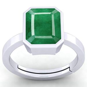 LMDPRAJAPATIS 5.50 Carat Original Emeald Panna 925 Silver Ring/Emeald Square Cut Gemstone ring