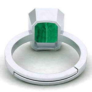 LMDPRAJAPATIS 5.50 Carat Original Emeald Panna 925 Silver Ring/Emeald Square Cut Gemstone ring