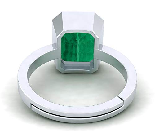 LMDPRAJAPATIS 5.50 Carat Original Emeald Panna 925 Silver Ring/Emeald Square Cut Gemstone ring