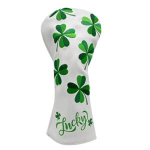 golf headcovers lucky clover golf driver fairway wood hybrid mallet blade putter cover headcover premium leather headcovers fits most of drivers woods and blade putters