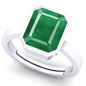 LMDPRAJAPATIS 5.50 Carat Original Emeald Panna 925 Silver Ring/Emeald Square Cut Gemstone ring