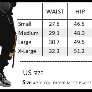 Ambcol Men's Jogger Pants Techwear Hip Hop Harem Pants Streetwear Tactical Track Pants with Drawstring Black-Yellow Medium