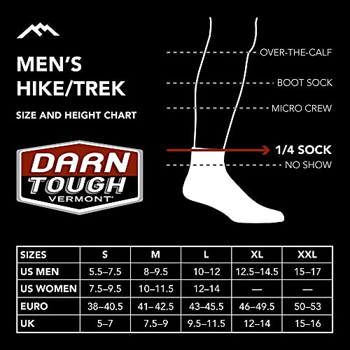 Darn Tough Men's Hiker Quarter Midweight with Cushion Hiking Sock (Style 1959) - Onyx Black, X-Large