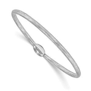 diamond2deal 14k white gold polished mesh stretch bangle bracelet