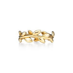 Jewelrygift 18K Gold Plated Olive Leaf Band Ring Beutiful Fine Jewelry Perfect for Special Occasion Wear Stylish Look Wedding Ring Gift for Women s US Size: 8