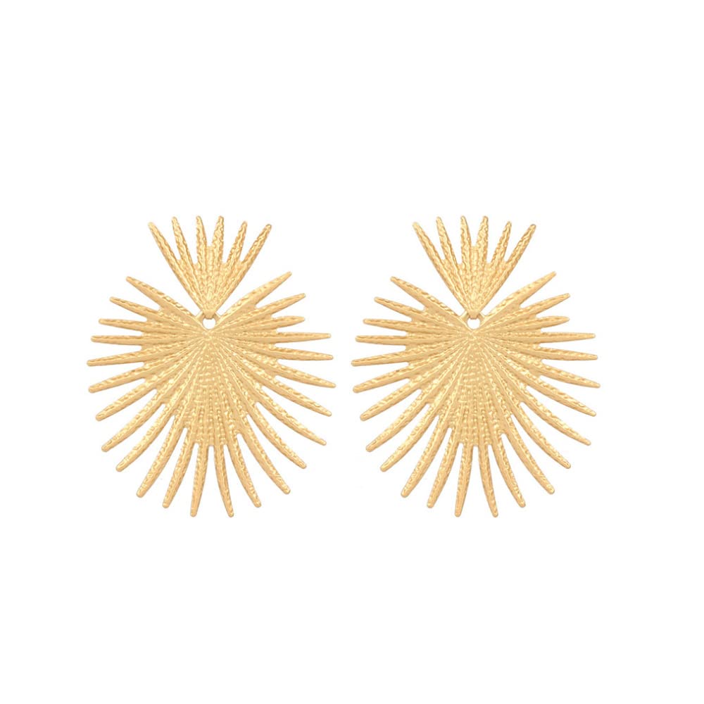 Gold star earrings, celestial earrings, metal star earrings, geometric earrings, statement earrings, flower earrings. (Gold)