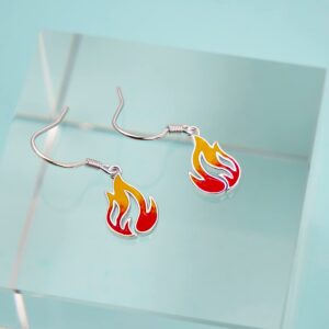 PELOVNY Flame Fire Earrings for Women S925 Sterling Silver Nature Fire Nation Drop Dangle Hook for Girlfriend Lover