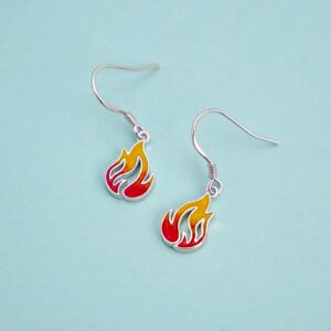 PELOVNY Flame Fire Earrings for Women S925 Sterling Silver Nature Fire Nation Drop Dangle Hook for Girlfriend Lover