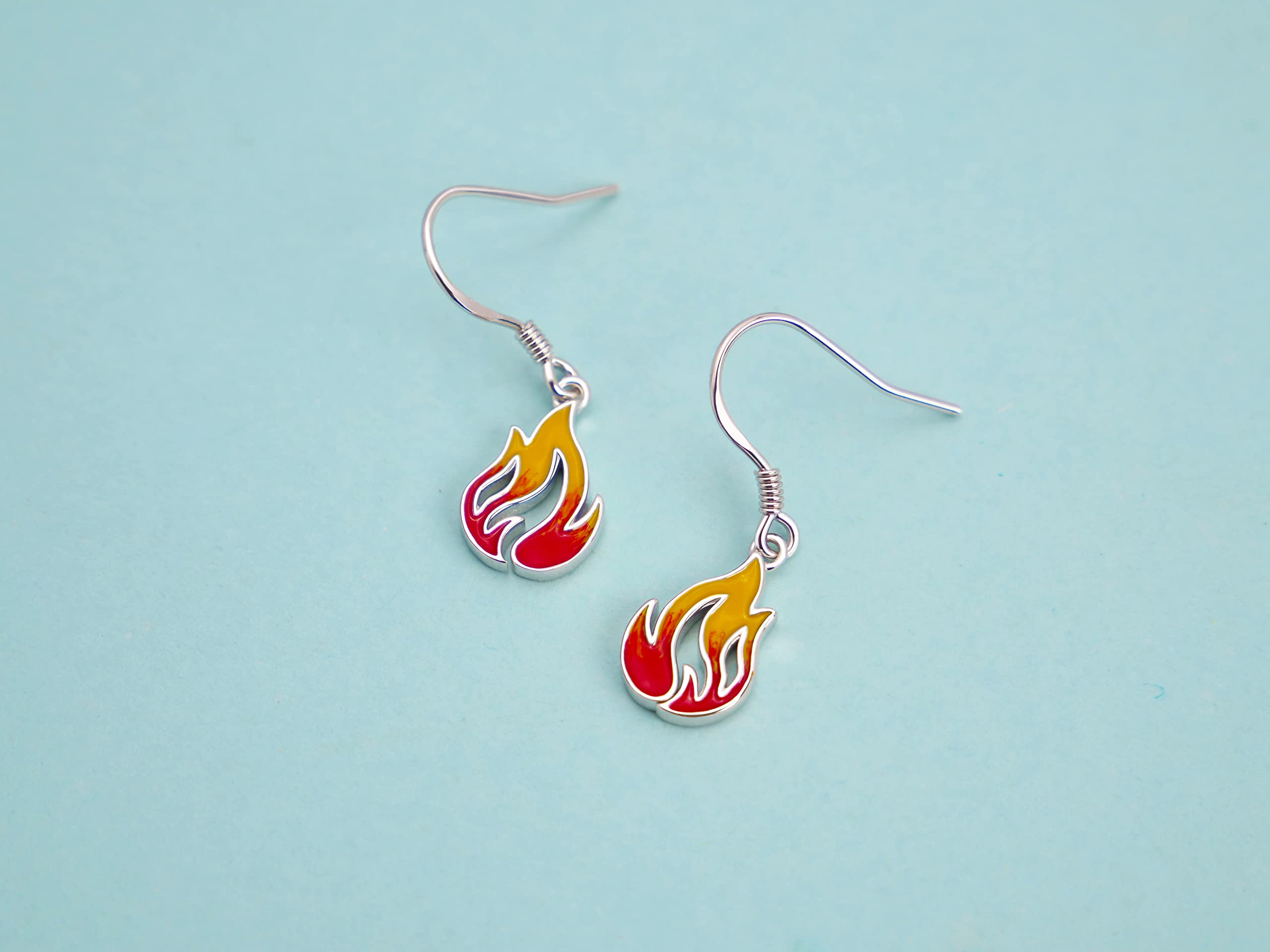 PELOVNY Flame Fire Earrings for Women S925 Sterling Silver Nature Fire Nation Drop Dangle Hook for Girlfriend Lover