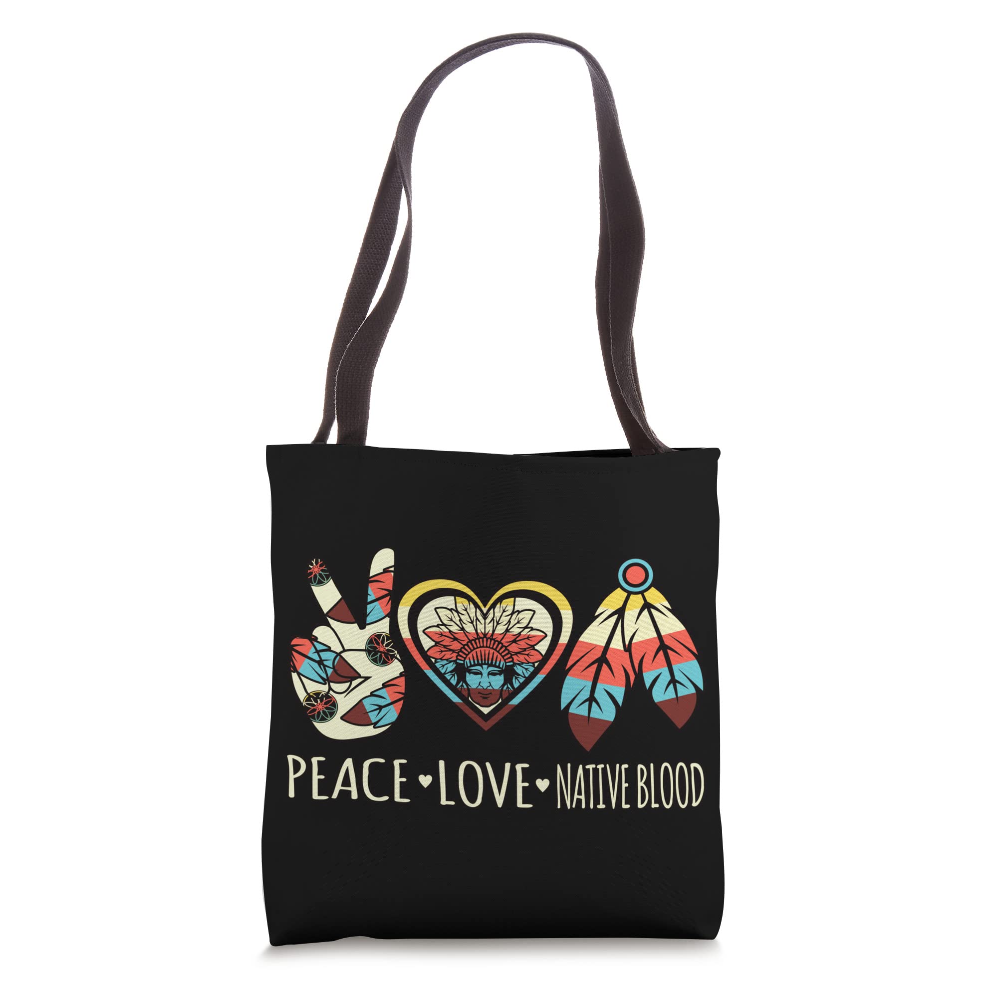 Peace Love Native Blood American Day Pride Support Graphic Tote Bag