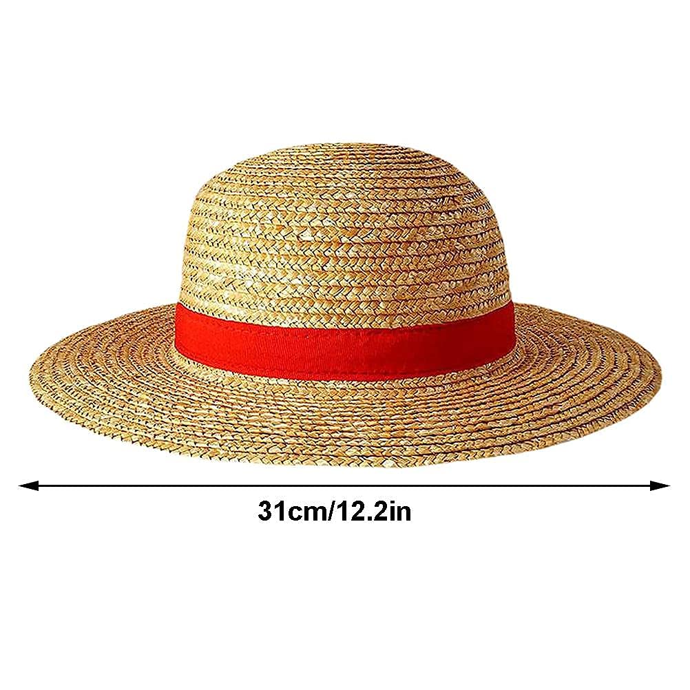 Luffy Straw Hat for Men Women, Multifunctional Cosplay Beach Anime Cartoon Character Sunscreen Straw Hat Cosplay Sun Hat