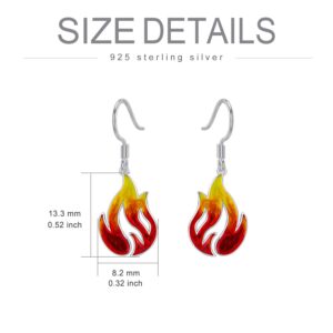 PELOVNY Flame Fire Earrings for Women S925 Sterling Silver Nature Fire Nation Drop Dangle Hook for Girlfriend Lover