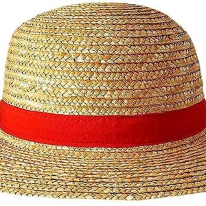 Luffy Straw Hat for Men Women, Multifunctional Cosplay Beach Anime Cartoon Character Sunscreen Straw Hat Cosplay Sun Hat