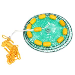 happyyami folded fishing net bait: crawling crab baby toy fish basket collapsible portable fish cage for crayfish crab fishing accessories double boiler tool fishing boat