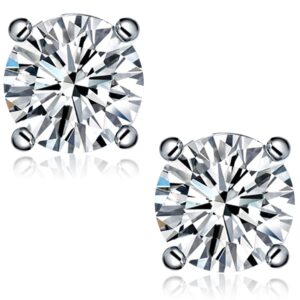 moissanite stud earrings, white gold gemstone silver, moissanite