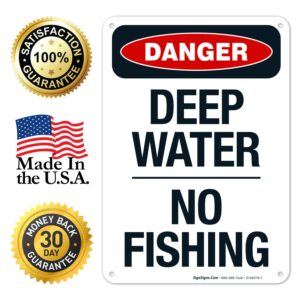 Sigo Signs, No Fishing Deep Water Sign, 10x7 Inches, Rust Free .040 Aluminum, Fade Resistant, Made in USA