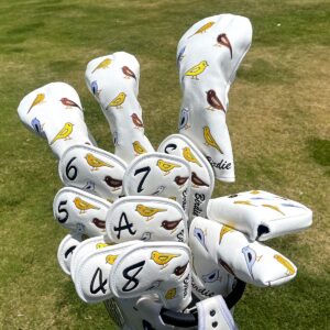 Golf Club Headcover Golf Birdie Birds Driver Fairway Wood Hybrid Wood Head Cover Golf Mallet Blade Putter Cover 3pcs 1pc for Golf Wood Club Head, White