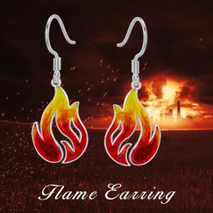 PELOVNY Flame Fire Earrings for Women S925 Sterling Silver Nature Fire Nation Drop Dangle Hook for Girlfriend Lover