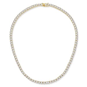 4mm yellow gold tennis neklace, gmesme 18k gold plated 4.0mm cubic zirconia classic tennis necklace 16 inch