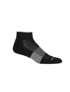 icebreaker merino men's multisport light cushion mini sock, black/snow/metro heather, medium