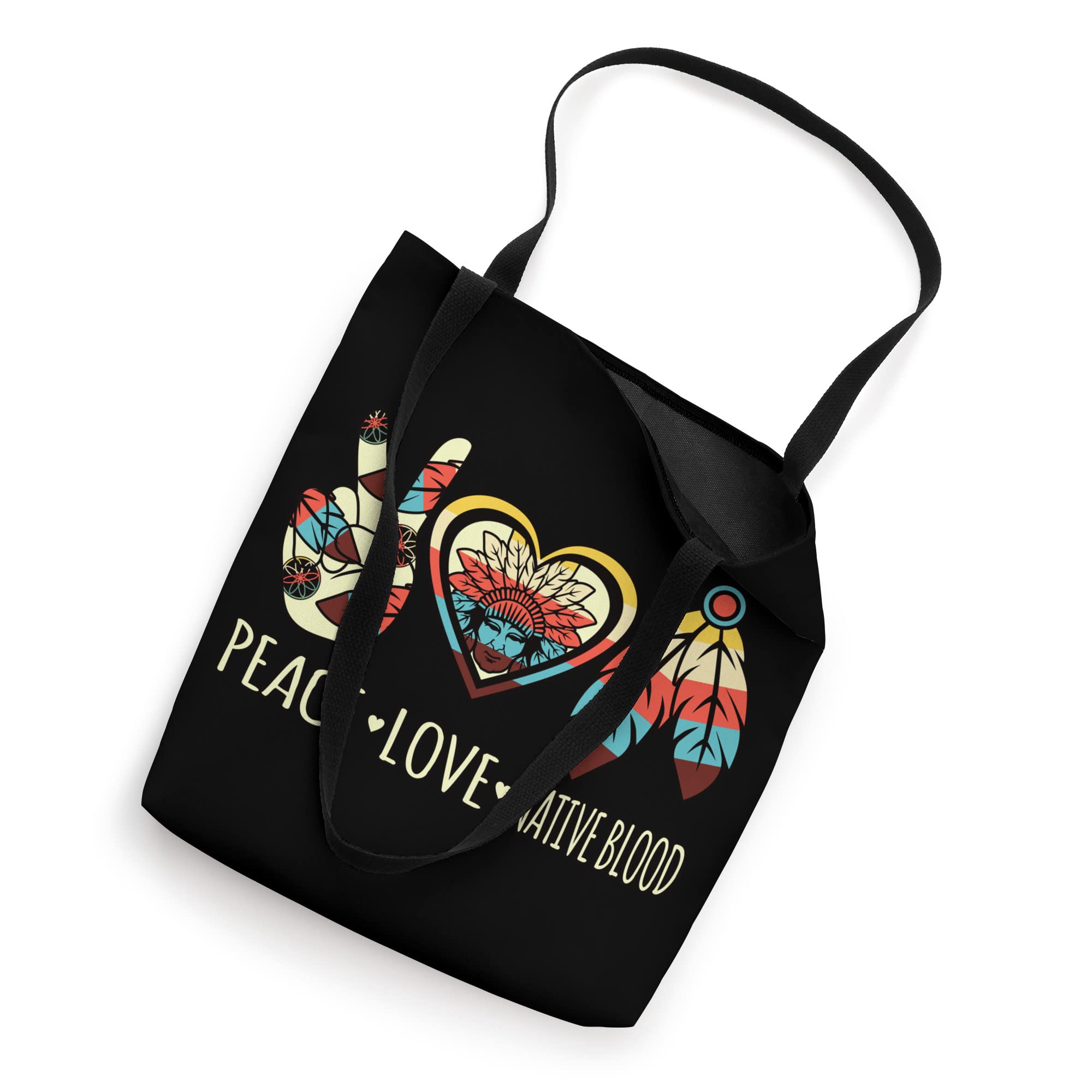 Peace Love Native Blood American Day Pride Support Graphic Tote Bag