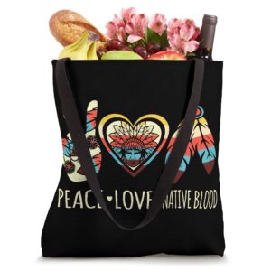 Peace Love Native Blood American Day Pride Support Graphic Tote Bag