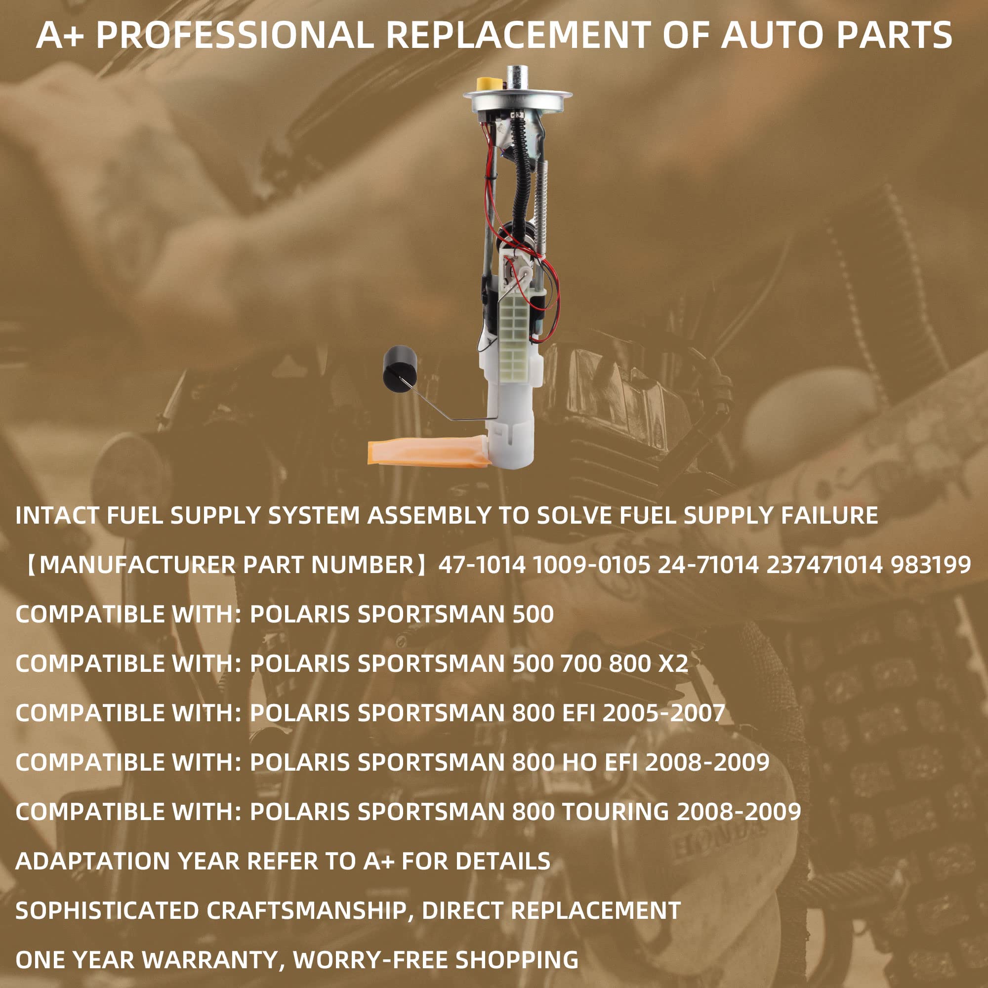 Dasbecan Electric Fuel Pump Assembly Compatible With Polaris Sportsman 500 700 800 X2 2007-2015 Replaces# 47-1014 1009-0105 24-71014 237471014 983199 2204308