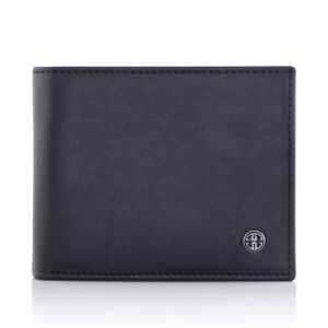 trusador treviso mens wallets bifold leather with coin pocket rfid blocking (black)