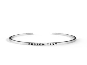 shinyjewelry cuff bracelet custom personalized stainless steel inspirational jewelry 3mm wide engraved present for women