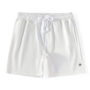 nimenjoja mens 7" sweat shorts cotton workout gym jogger lounge shorts with zipper pockets white