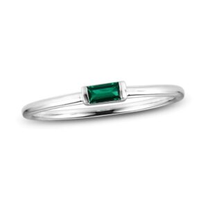 55carat created-emerald 925-sterling-silver bezel-style baguette shape ring birthstone fashion jewelry for men women gift size: 5