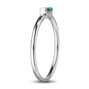 55Carat Created-Emerald 925-Sterling-Silver Bezel-Style Baguette Shape Ring Birthstone Fashion Jewelry for Men Women Gift Size: 5