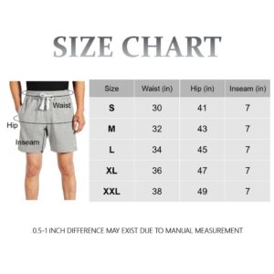 NIMENJOJA Mens 7" Sweat Shorts Cotton Workout Gym Jogger Lounge Shorts with Zipper Pockets White