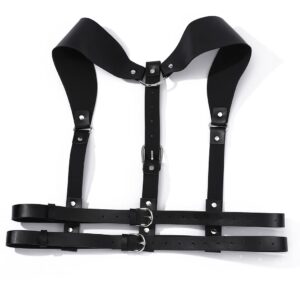 Asooll Leather Waist Harness Belt Punk Body Chain Leather body jewelry Beach Prom Party Rave Club Body Accessories Jewelry for Women and Girls(Black)