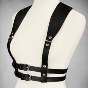 Asooll Leather Waist Harness Belt Punk Body Chain Leather body jewelry Beach Prom Party Rave Club Body Accessories Jewelry for Women and Girls(Black)