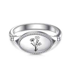 simonly mother's day gifts birth month flower ring for women men 925 sterling silver personalized bouquet ring for birthday gifts