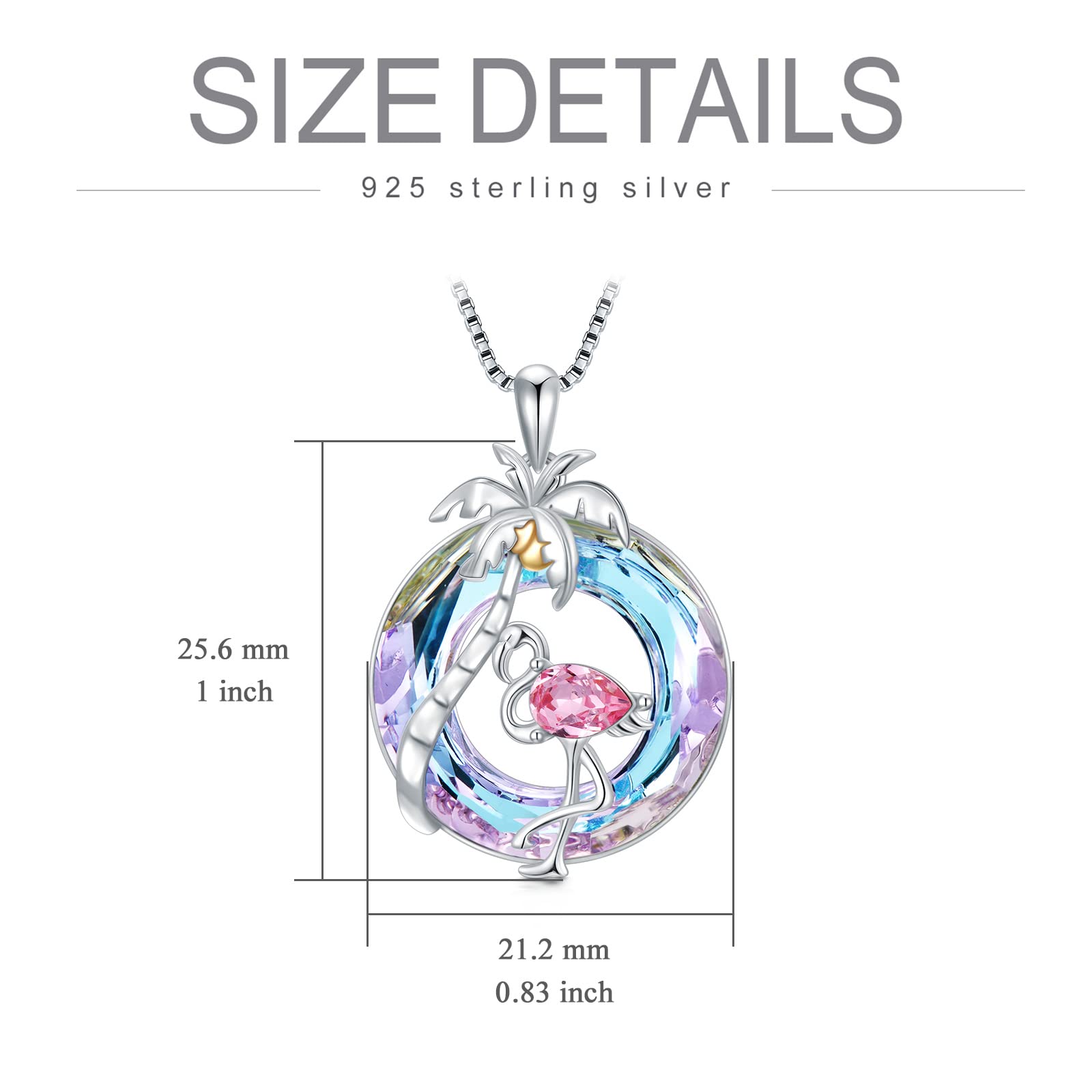 TOUPOP Flamingo Gifts for Women 925 Sterling Silver Flamingo Pendant Necklace with Purple Circle Crystal Flamingo Lovers Jewelry Gifts for Women Birthday Christmas