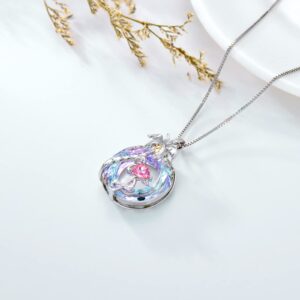 TOUPOP Flamingo Gifts for Women 925 Sterling Silver Flamingo Pendant Necklace with Purple Circle Crystal Flamingo Lovers Jewelry Gifts for Women Birthday Christmas