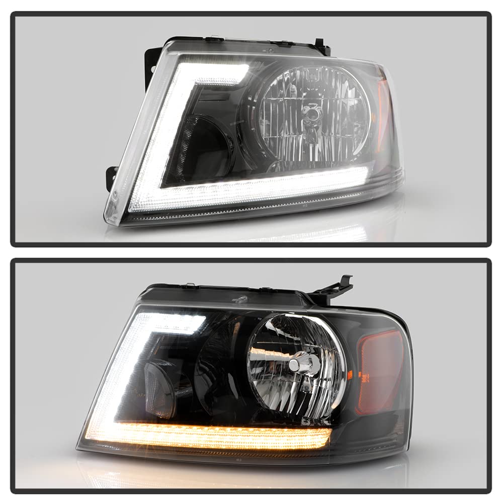 ACANII - For 2004-2008 Ford F150 06-08 Lincoln Mark LT Black LED Tube Switchback Signal Headlights Headlamps Left+Right