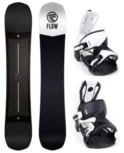 2022 flow men's gap wide snowboard package alpha bindings - 156 cm wide (large (7.5-10.5), white bindings)